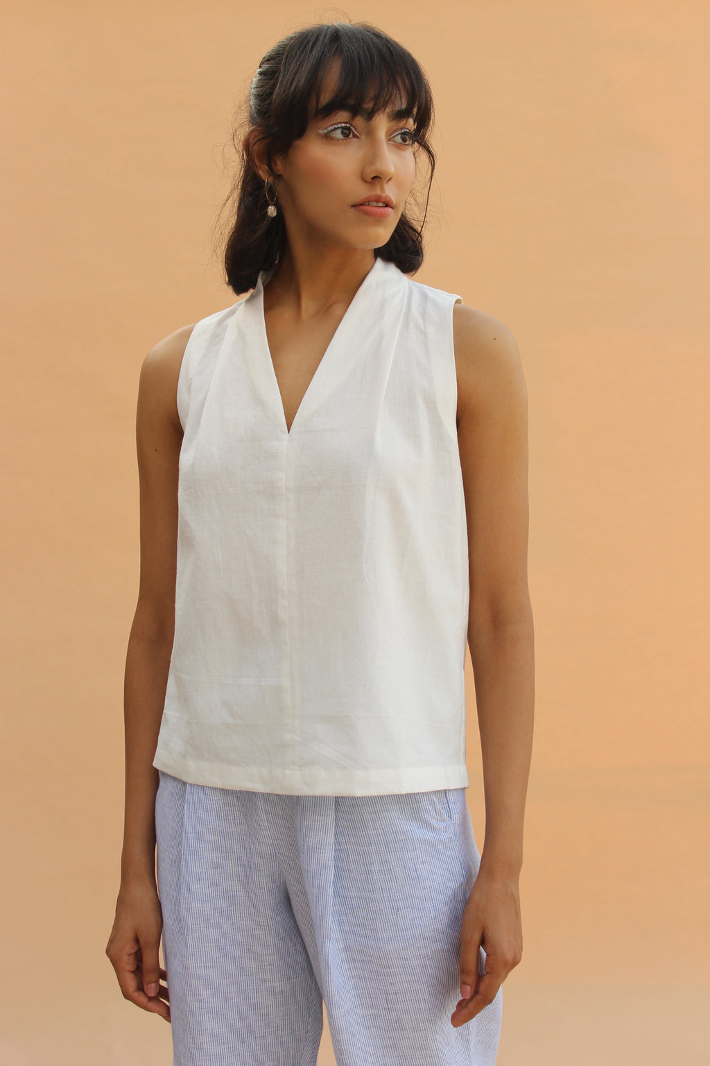 Lumas White Sleeveless Summer Top In Handspun And Handwoven Cotton ...
